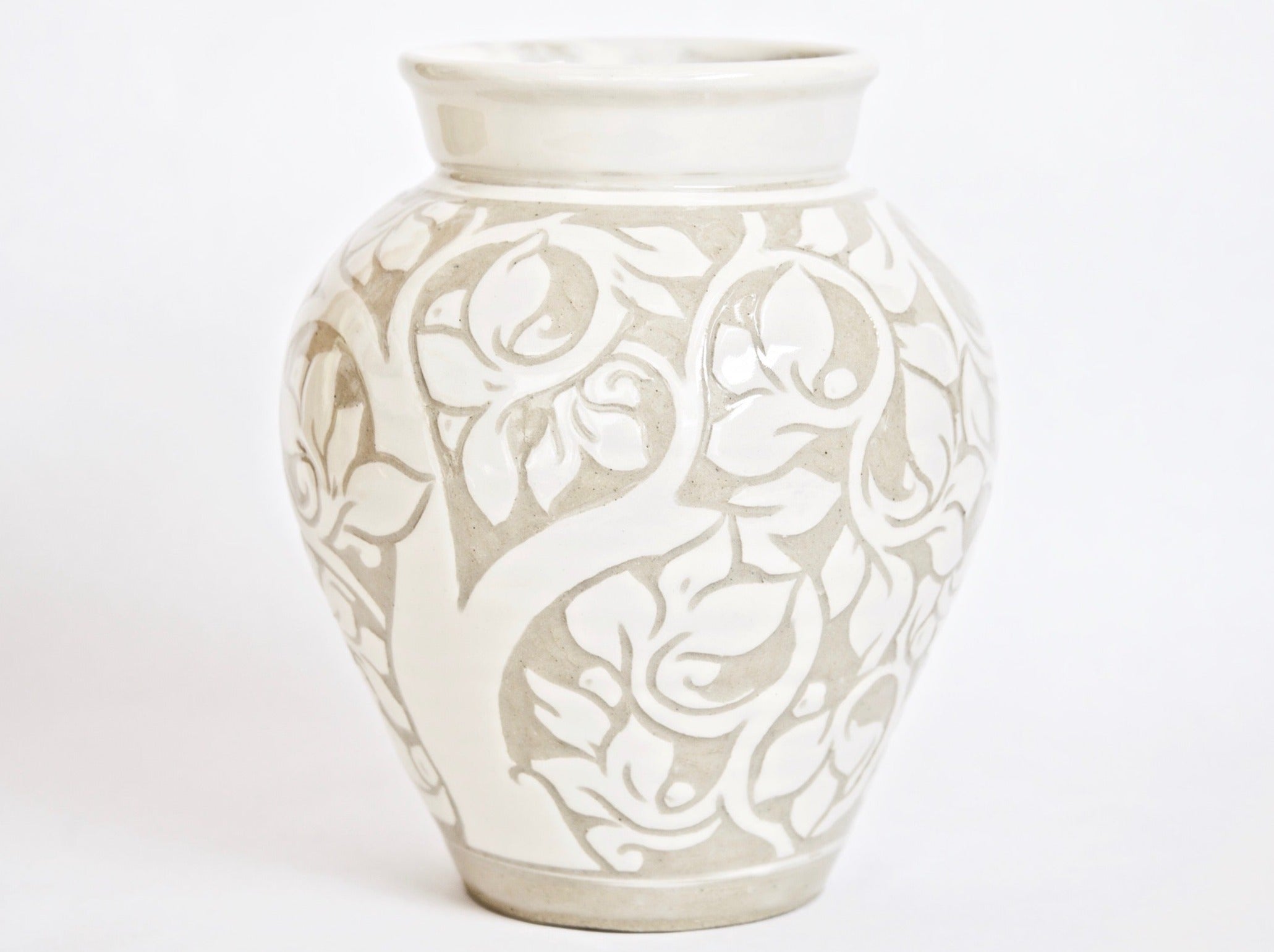 Large Cream Carved Vase – ShackletonThomas