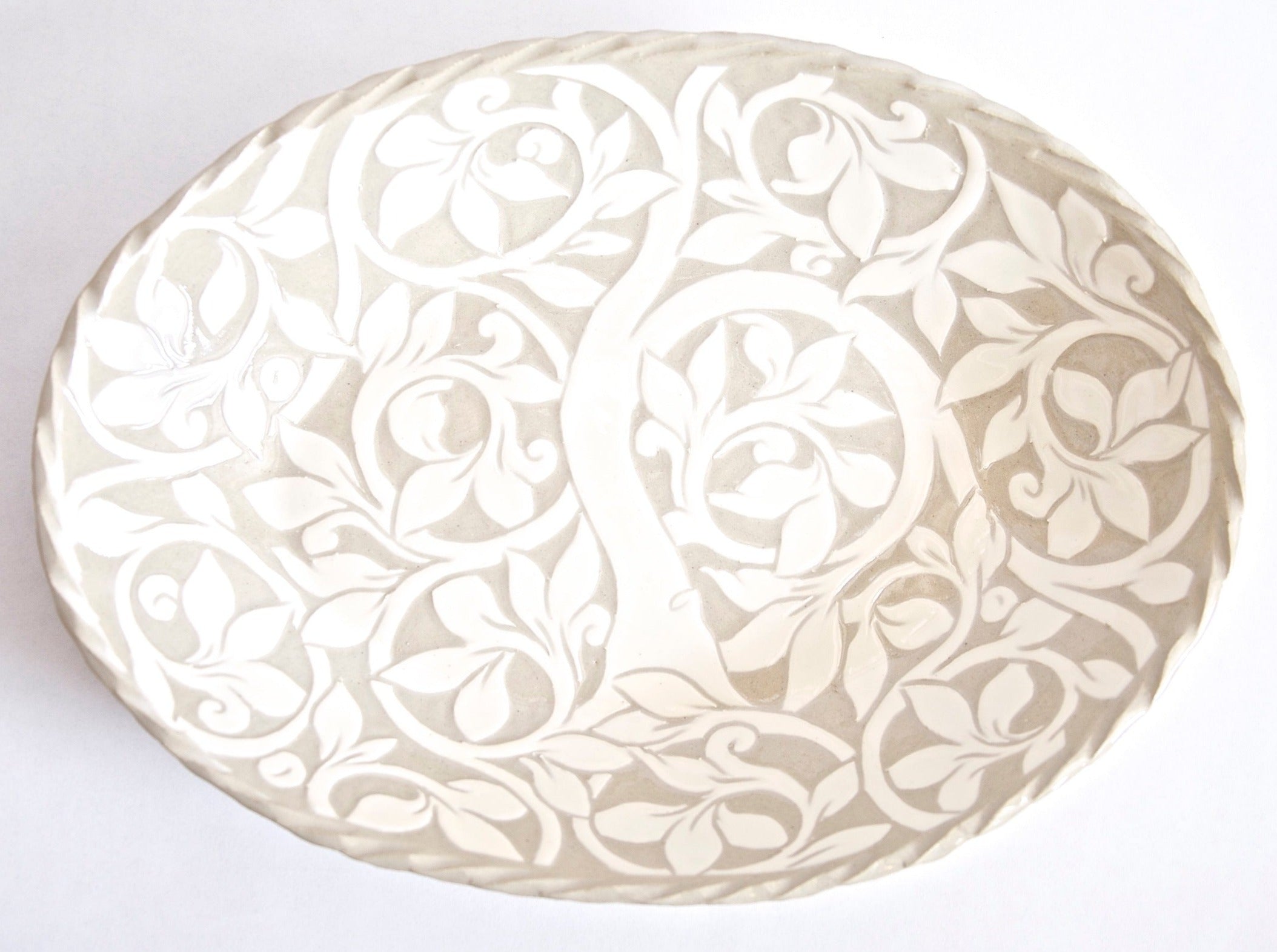 Large Cream Carved Oval Platter – ShackletonThomas